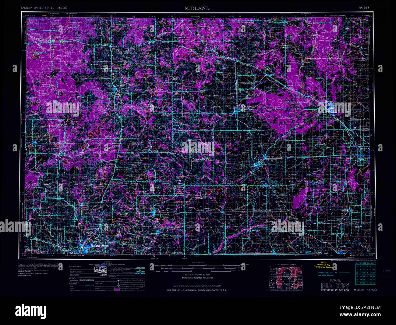 Midland michigan map hi-res stock photography and images - Alamy