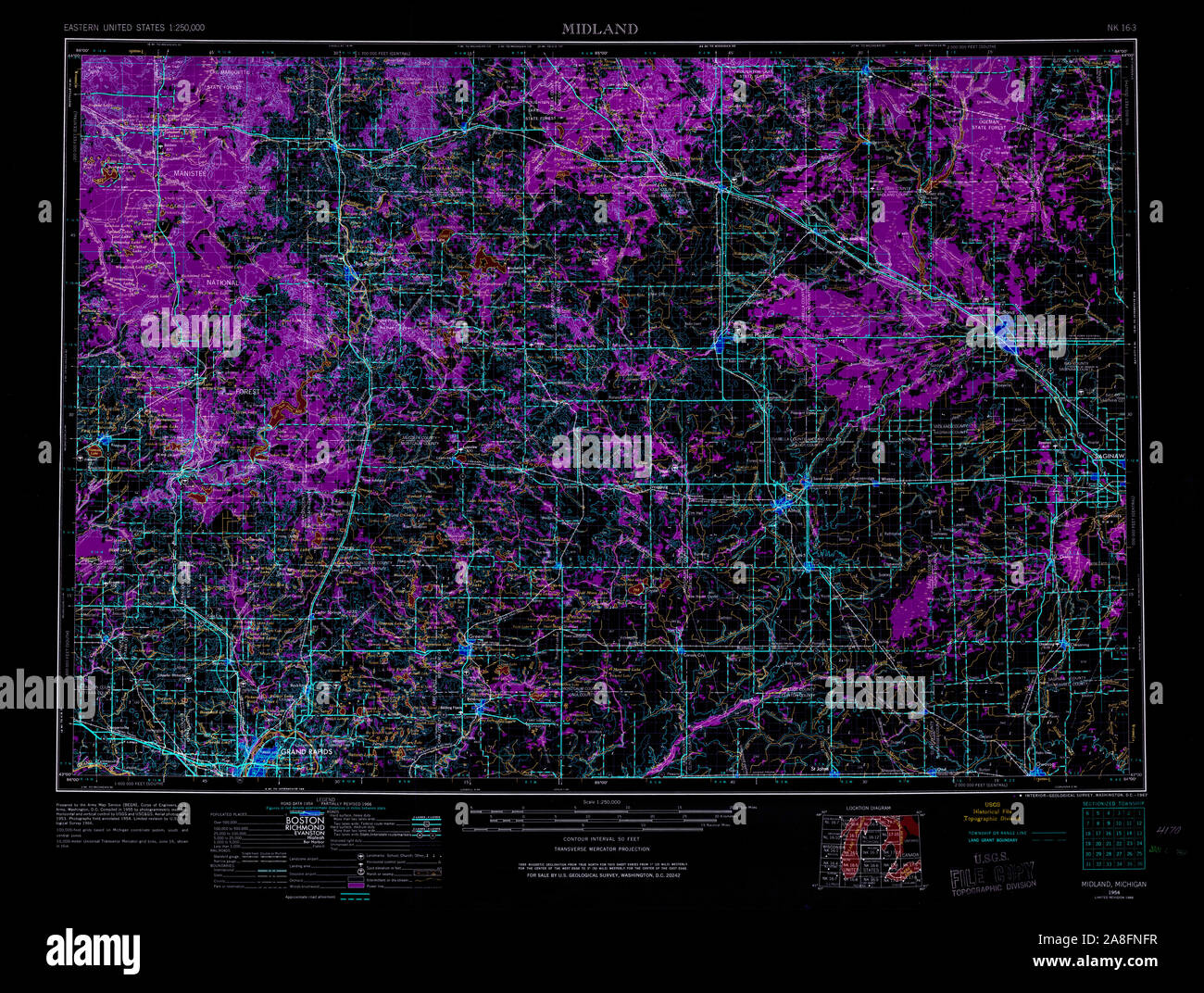 Midland michigan map hi-res stock photography and images - Alamy