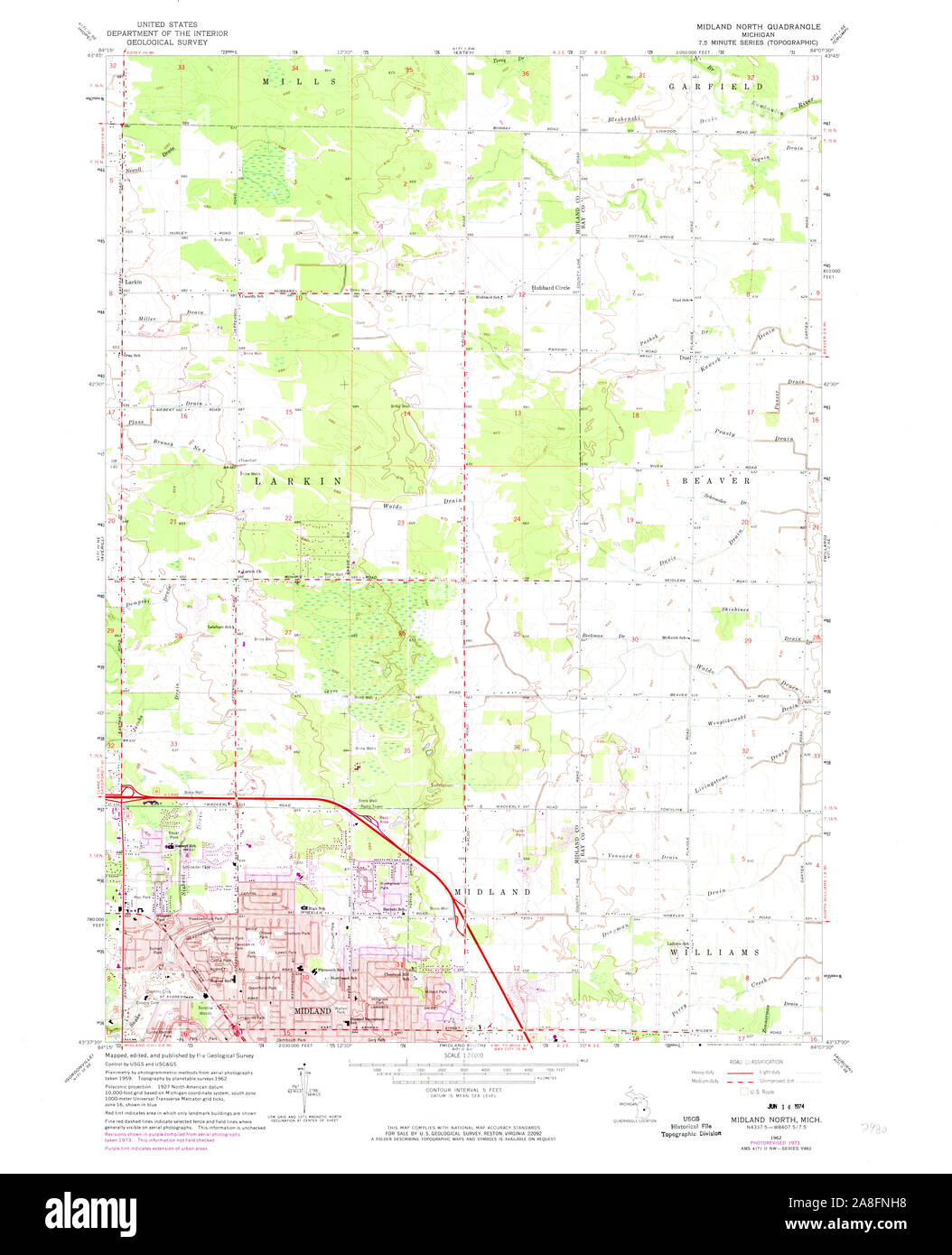 Midland michigan map hi-res stock photography and images - Alamy
