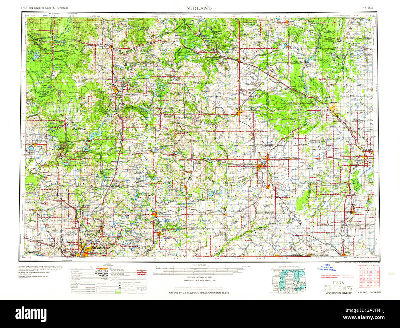 Midland michigan map hi-res stock photography and images - Alamy