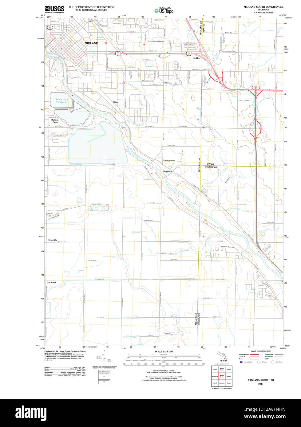 Midland michigan map hi-res stock photography and images - Alamy