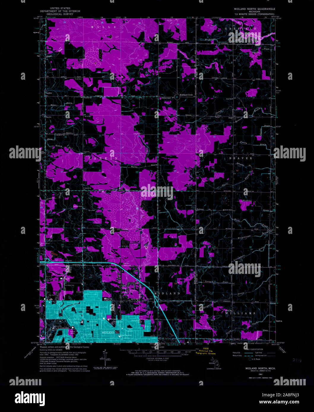 Midland michigan map hi-res stock photography and images - Alamy