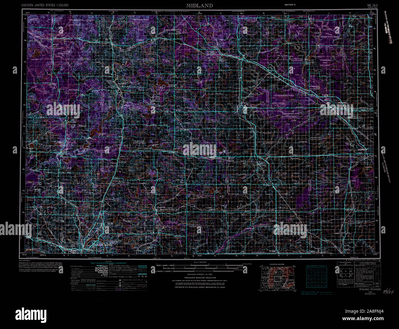 Midland michigan map hi-res stock photography and images - Alamy