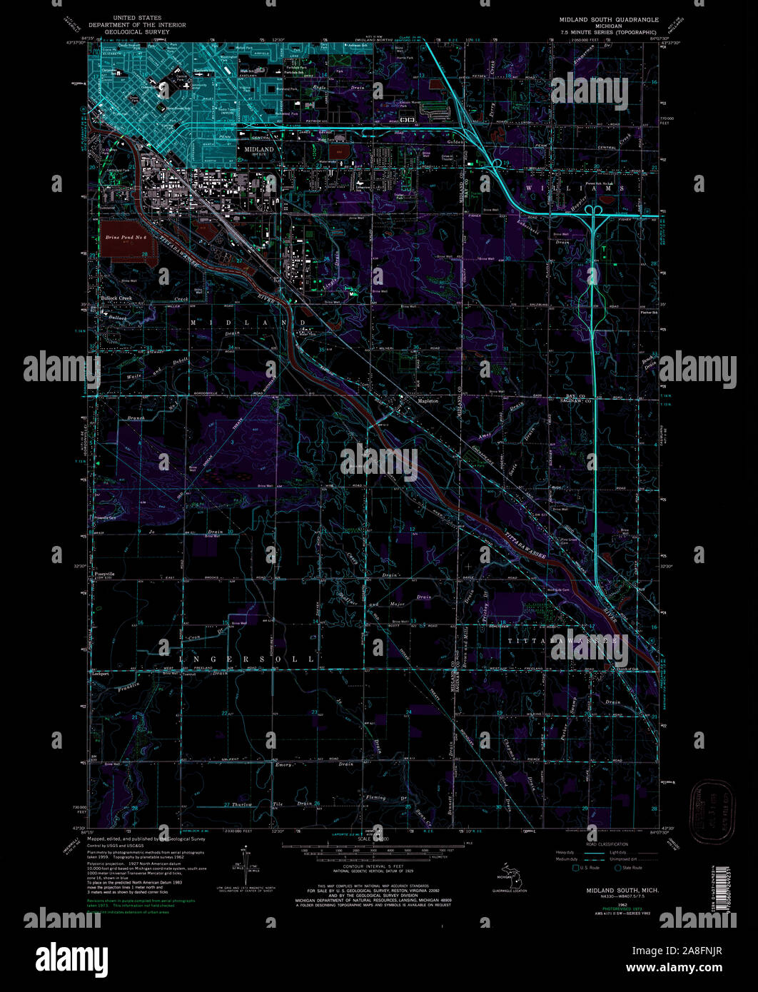 Midland michigan map hi-res stock photography and images - Alamy