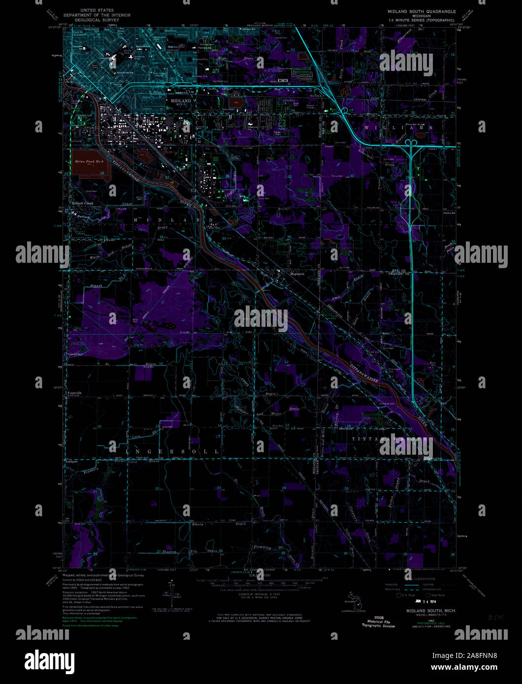 Midland michigan map hi-res stock photography and images - Alamy