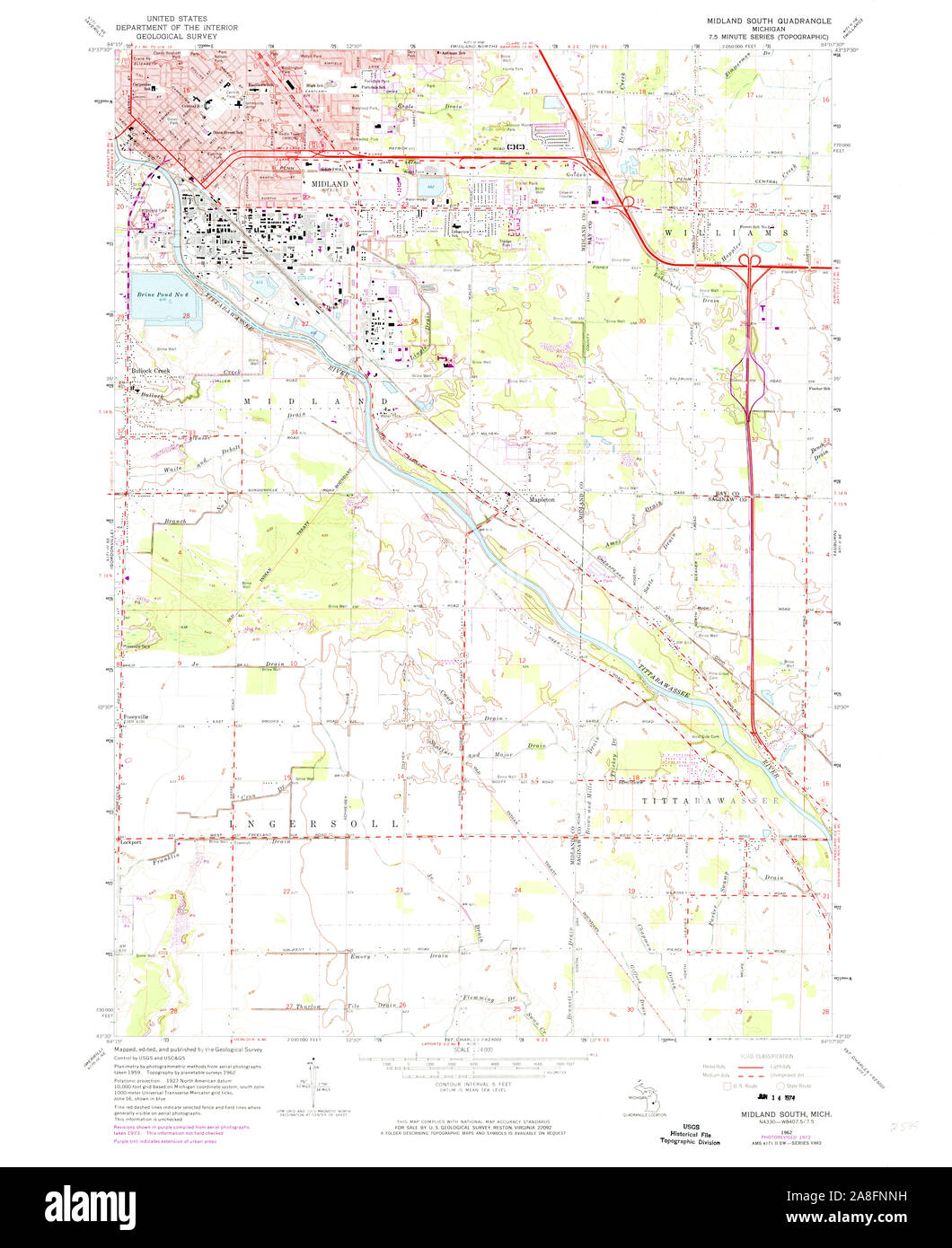 Midland michigan map hi-res stock photography and images - Alamy