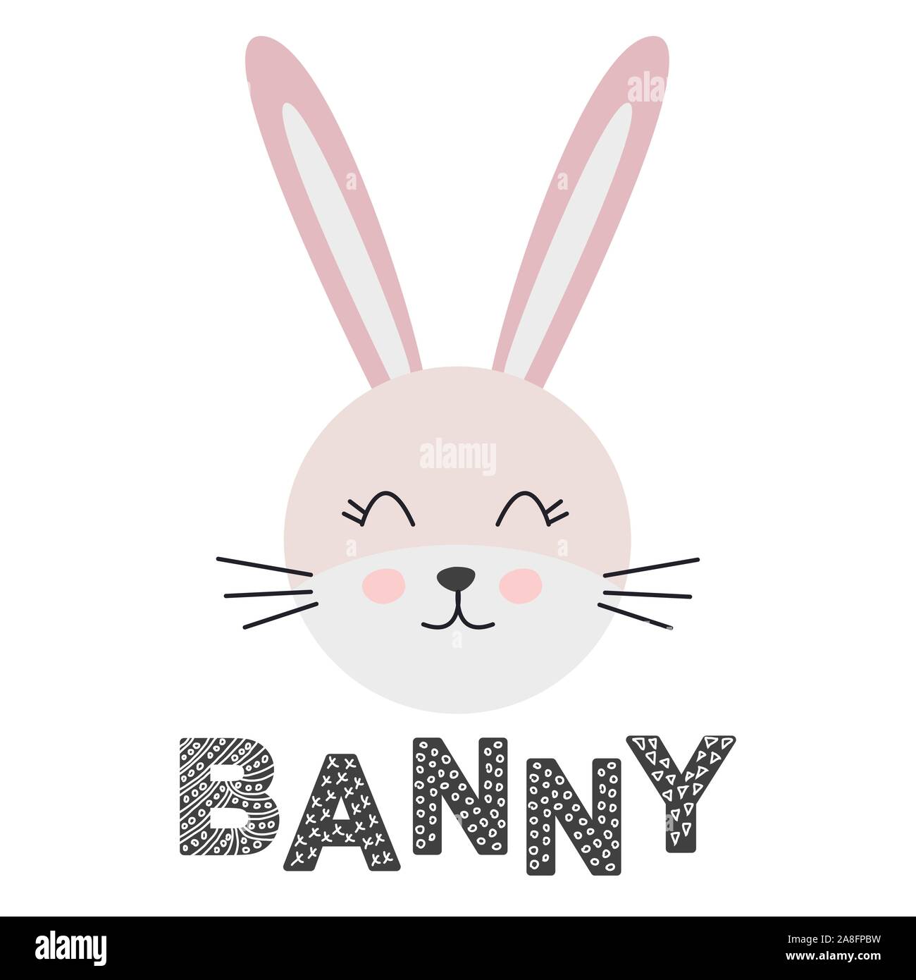 Cute hand drawn bunny icon. Sweet rabbit illustration in doodle style ...