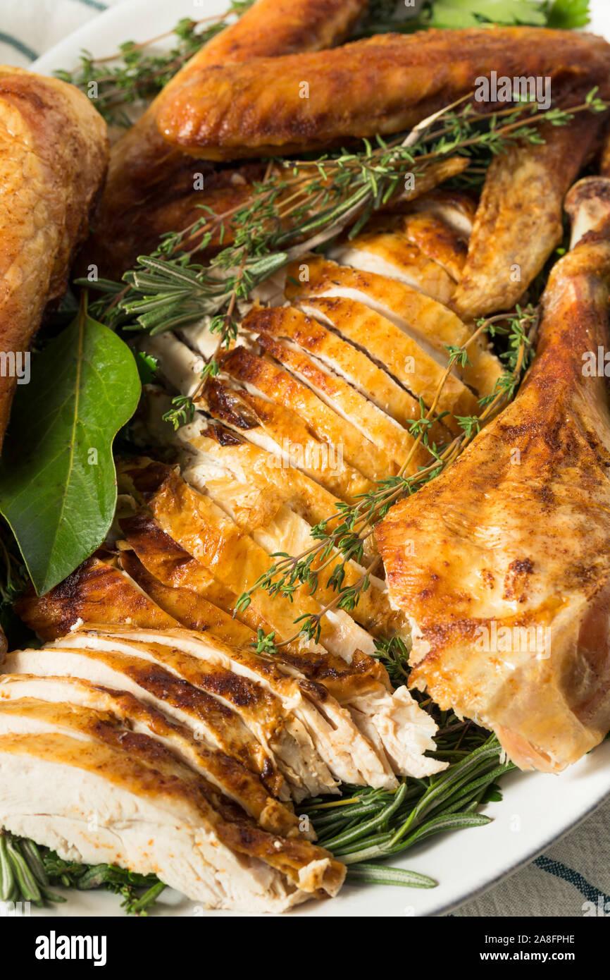 Homemade Thanksgiving Cut Up Turkey Platter with All the Sides Stock ...