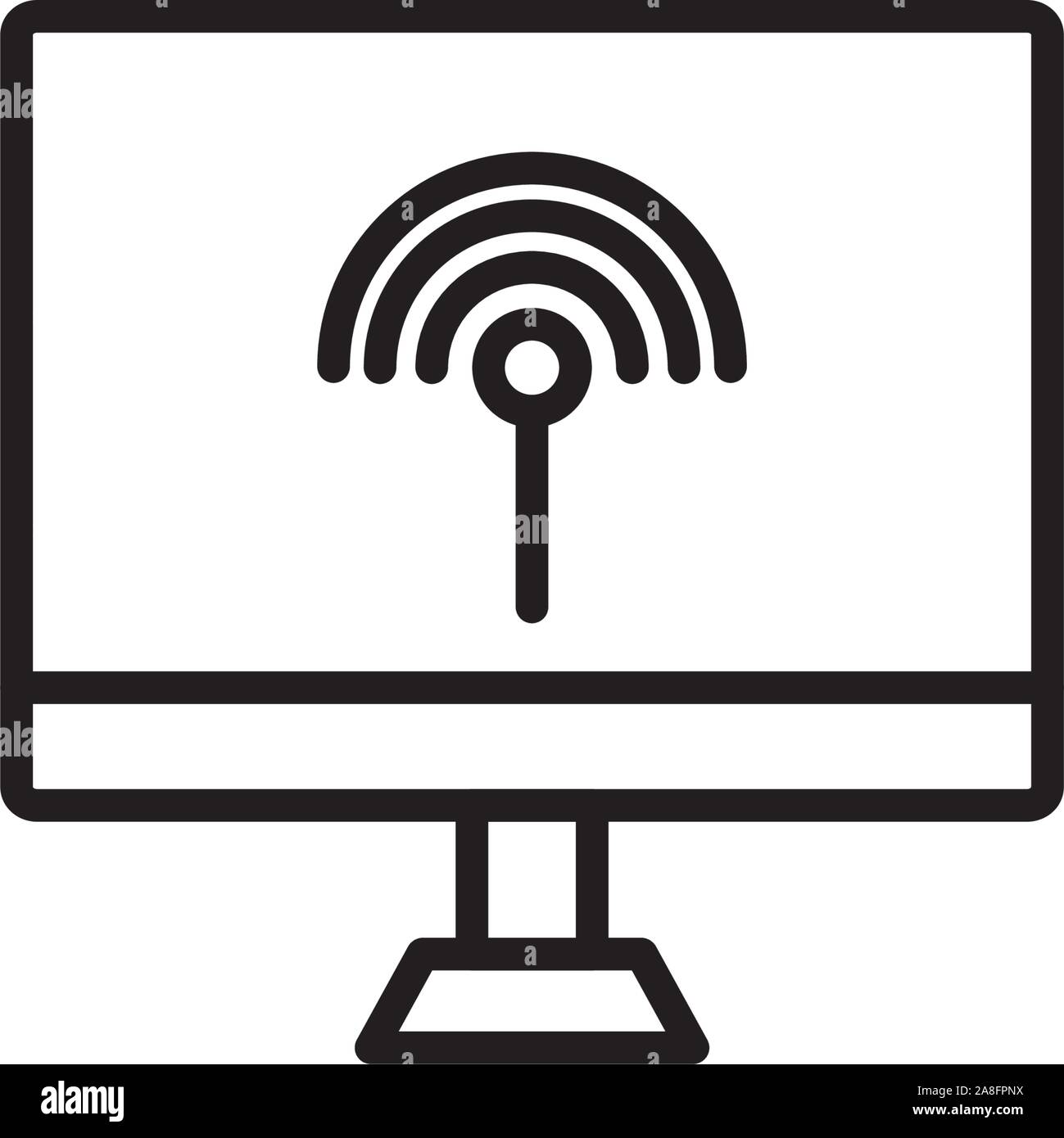 Social media and multimedia antenna inside computer icon, Apps ...