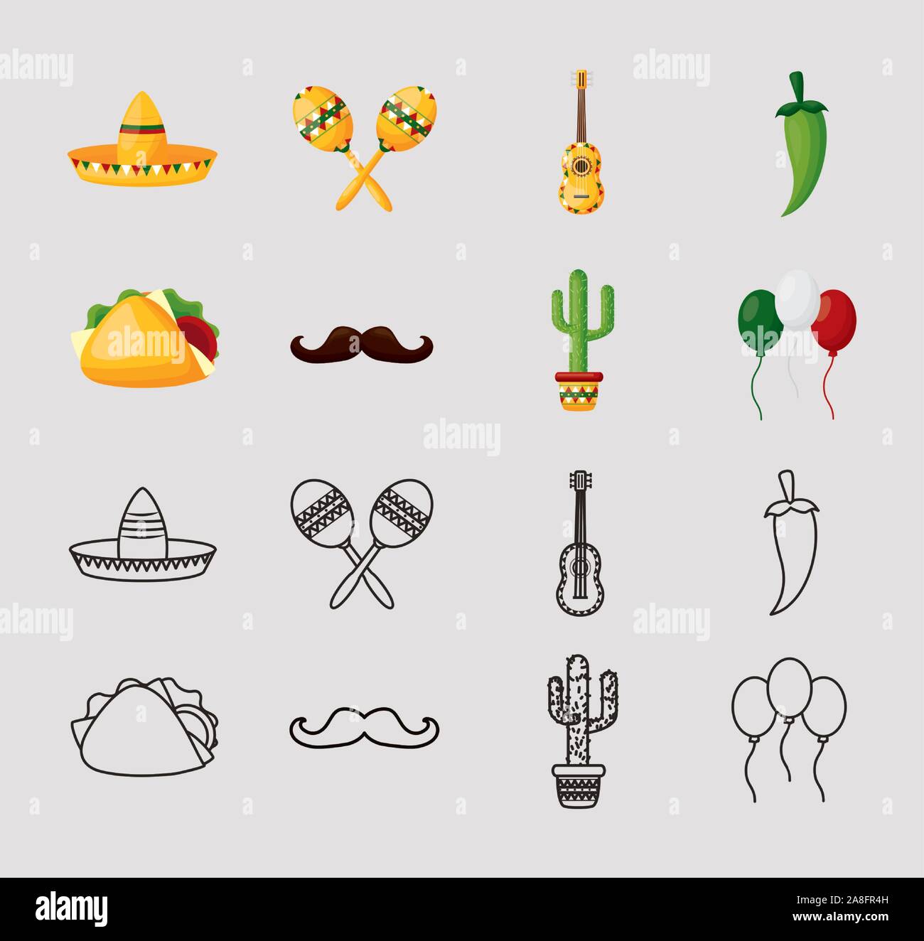 Isolated mexican icon set vector design Stock Vector Image & Art - Alamy
