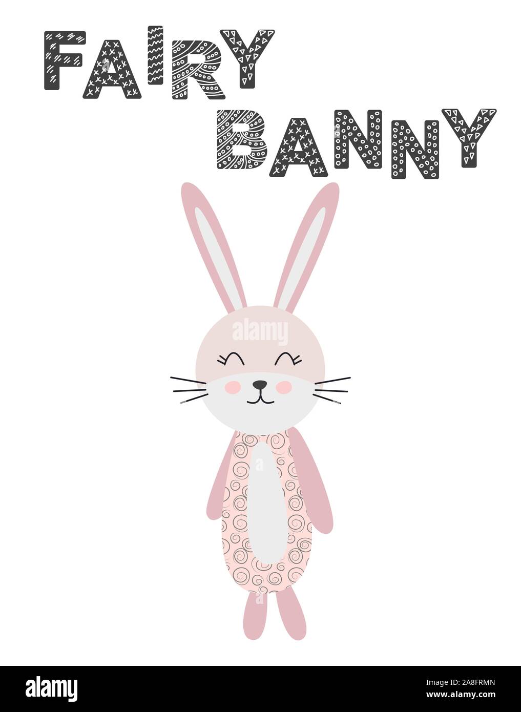 Cute hand drawn bunny icon. Sweet rabbit illustration in doodle style ...
