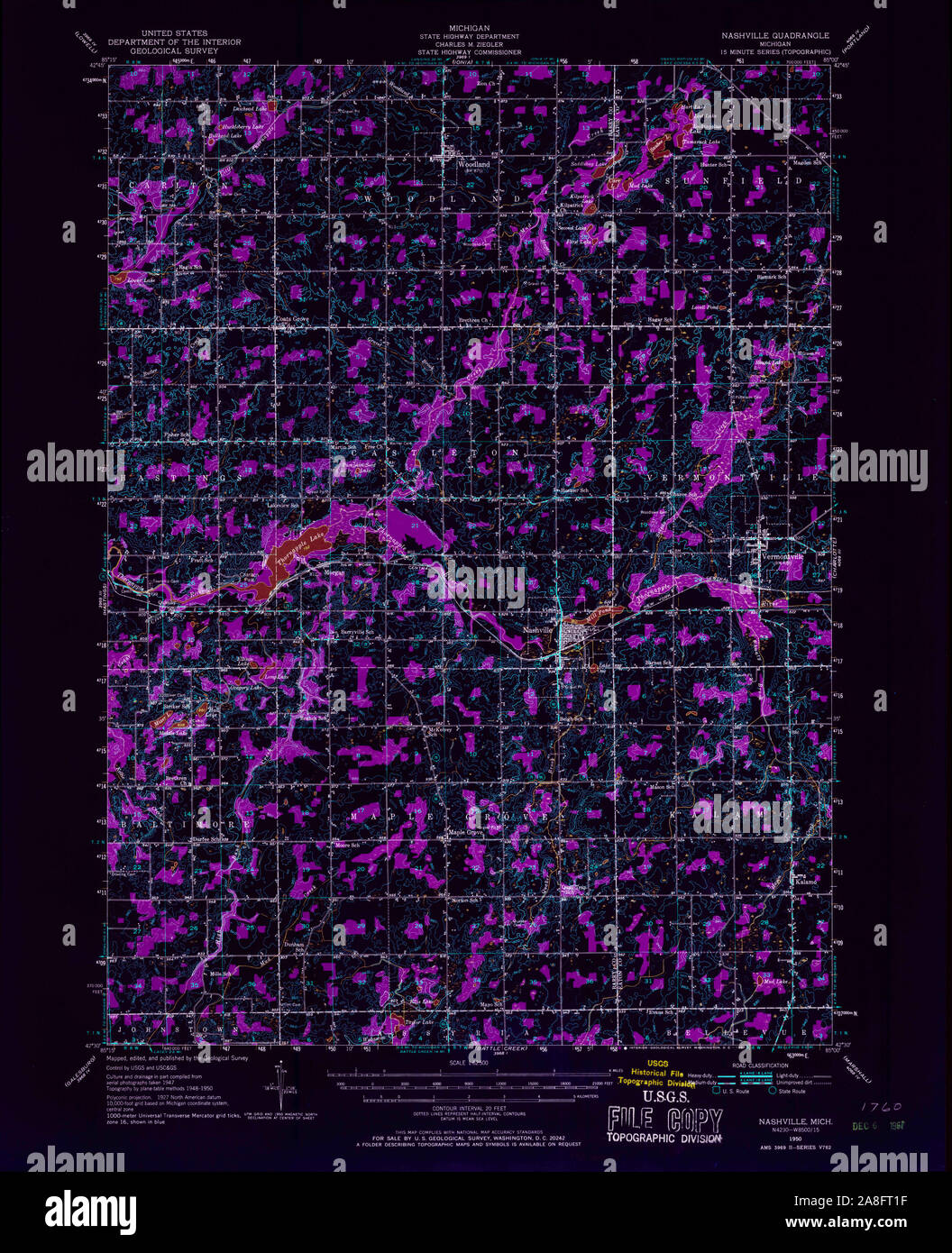 Michigan map 1950 hi-res stock photography and images - Alamy