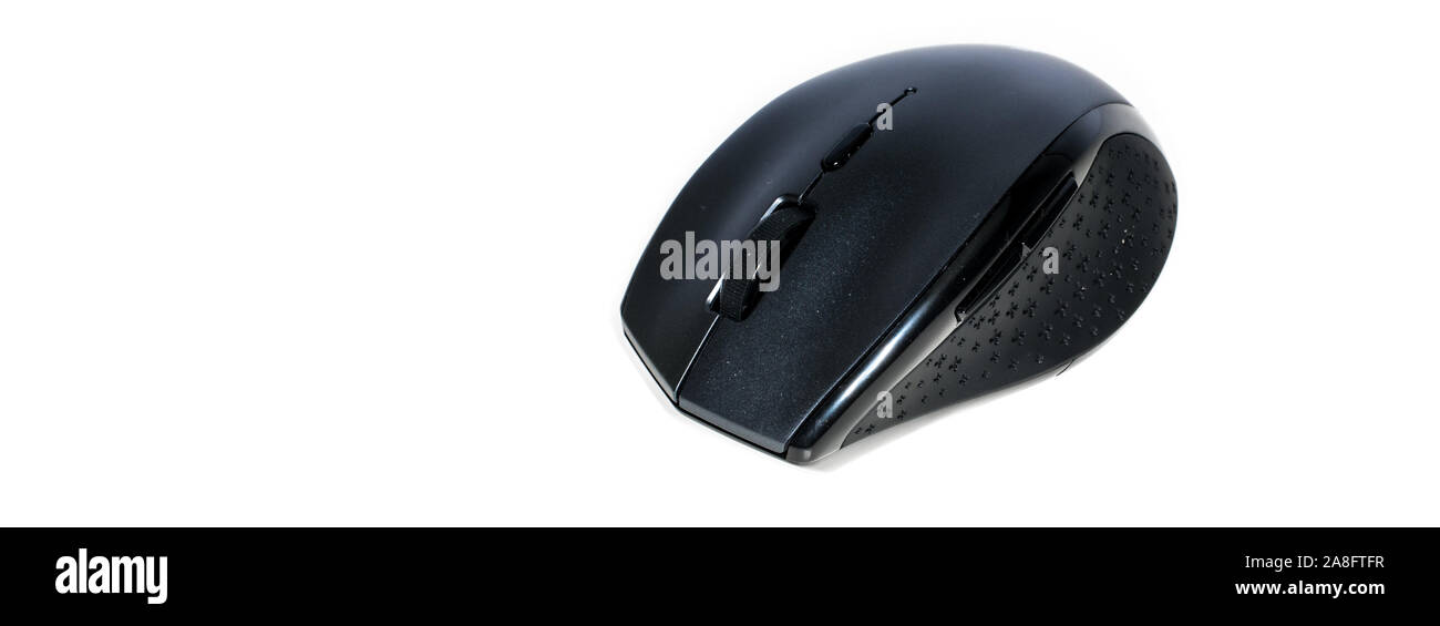 Black computer mouse isolated on white background Stock Photo - Alamy