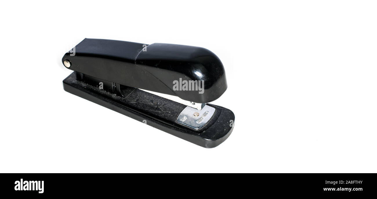 Old and dirty stapler isolated on the white background. Office ...