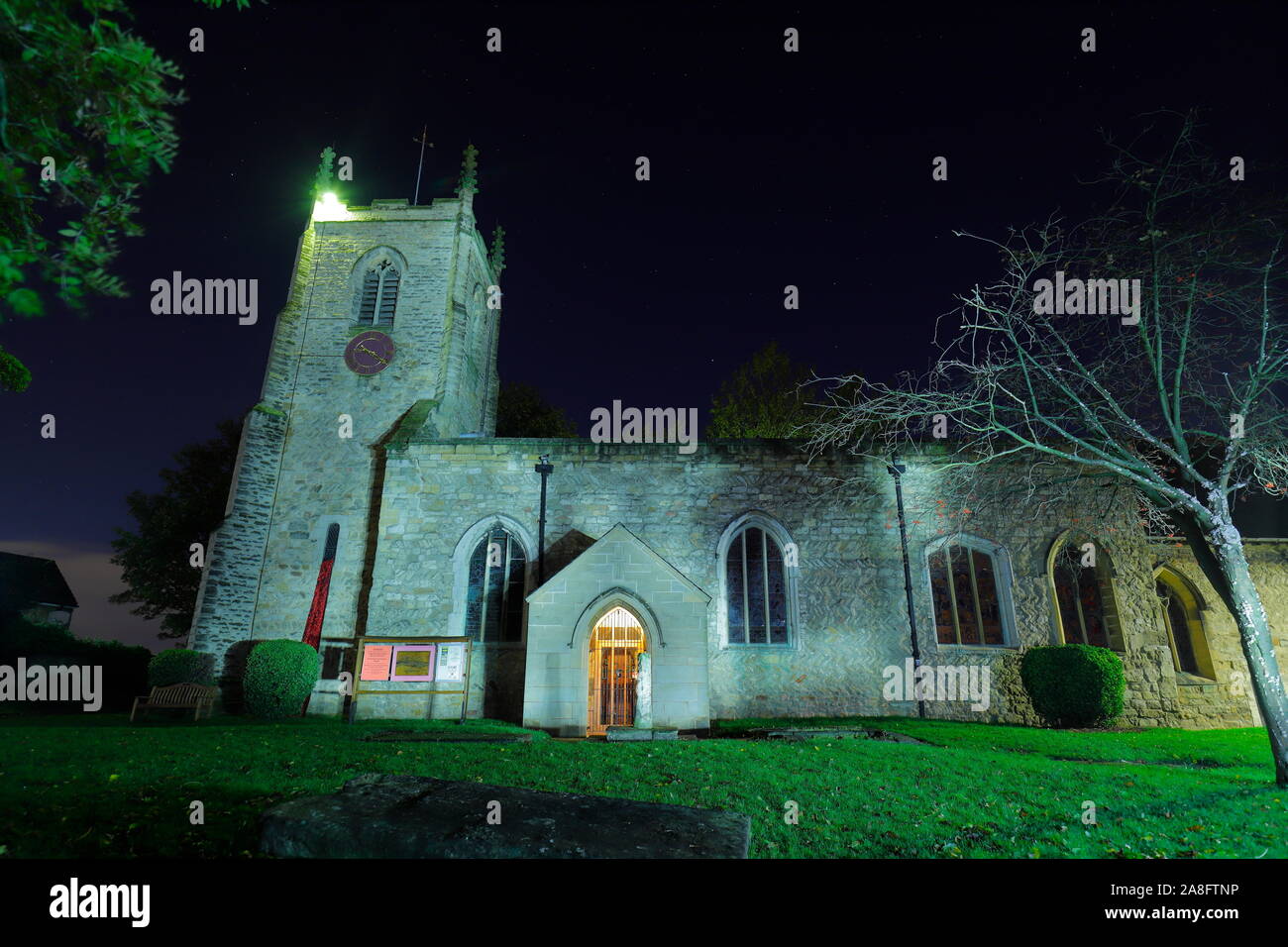 St Mary's Church of England in Kippax which has poppies cascading from ...