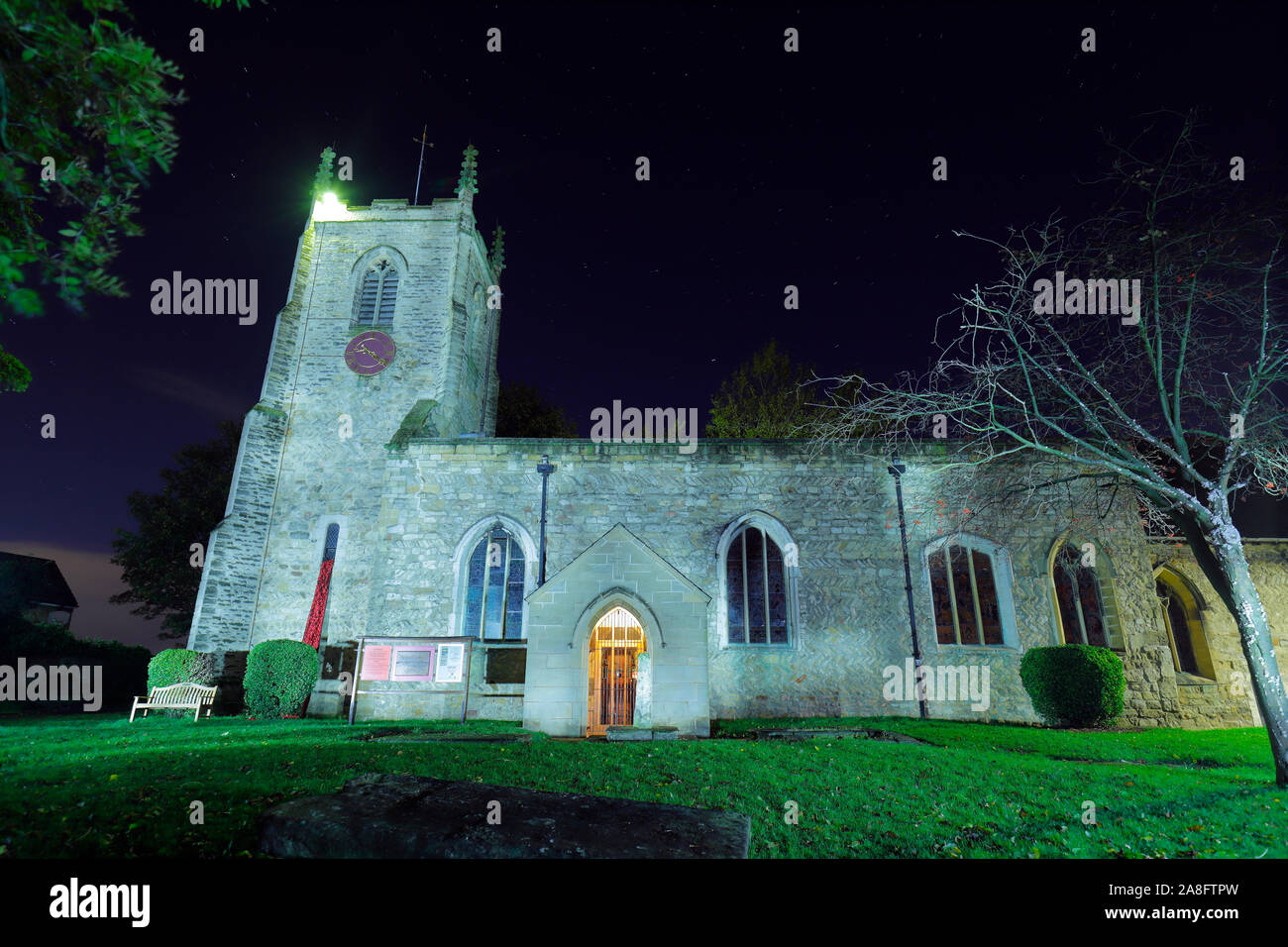 St Mary's Church of England in Kippax which has poppies cascading from ...