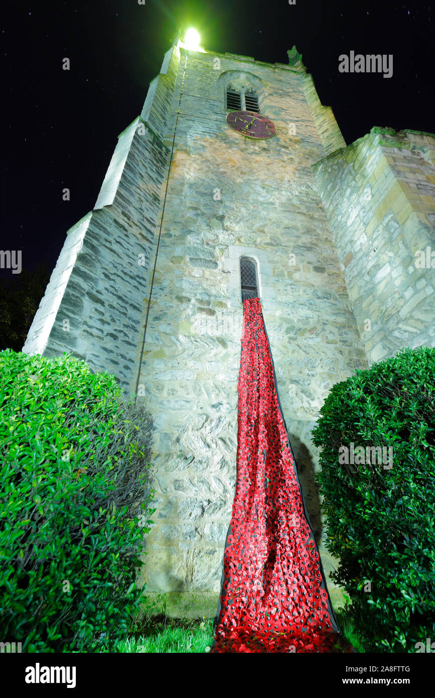 St Mary's Church of England in Kippax which has poppies cascading from ...