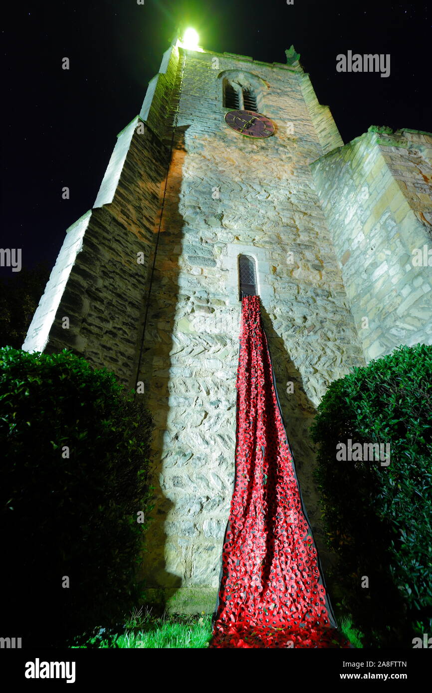 St Mary's Church of England in Kippax which has poppies cascading from ...