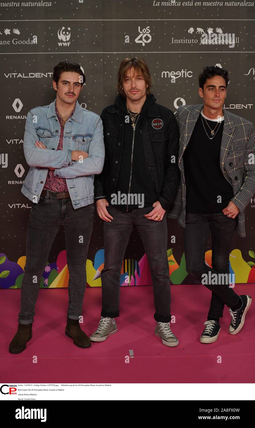 Madrid, Spain. 08th Nov, 2019. Alfombra roja de los 40 Principales ...