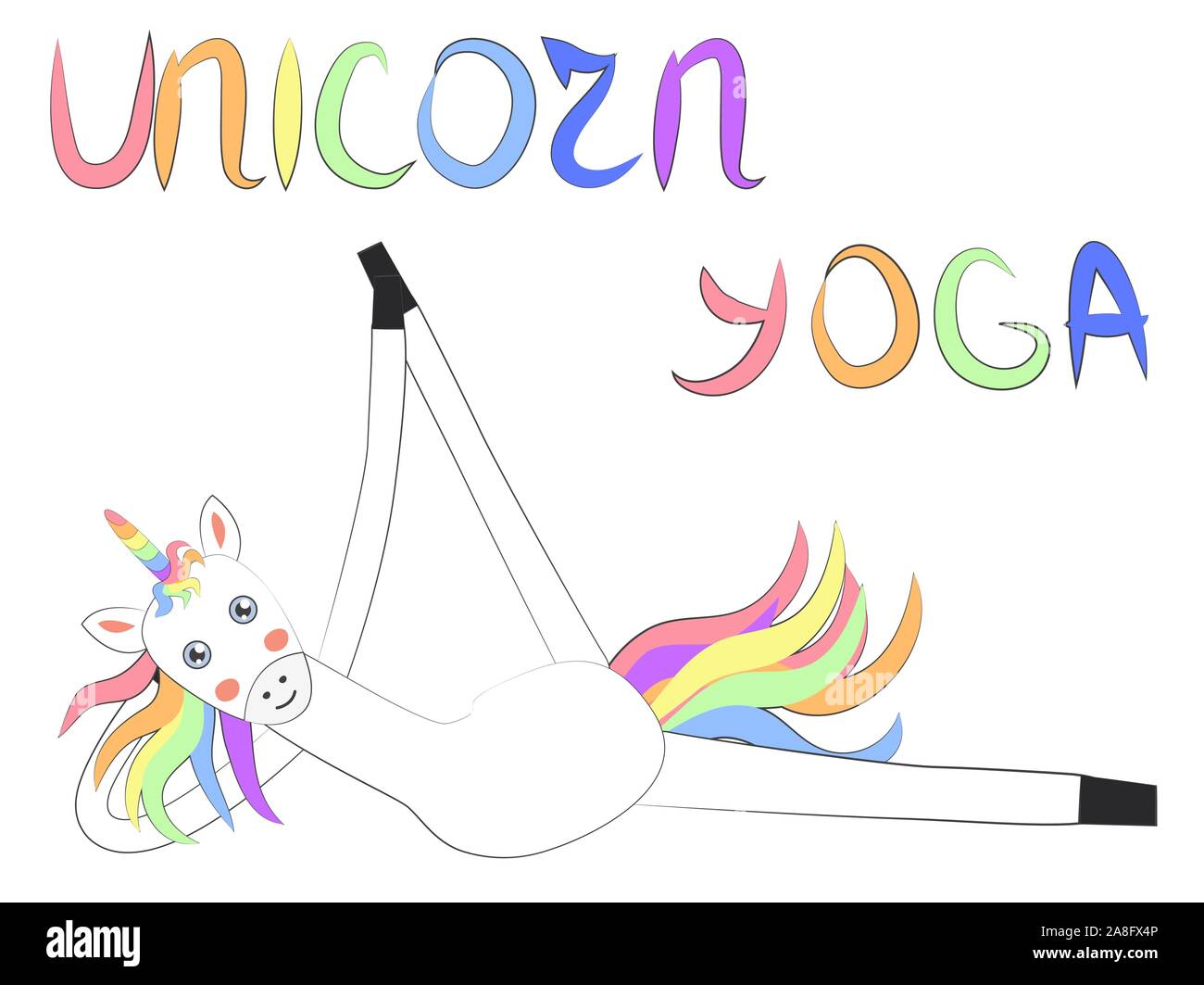 Unicorn yoga. Enlightenment, exercise, design, healthy lifestyle ...