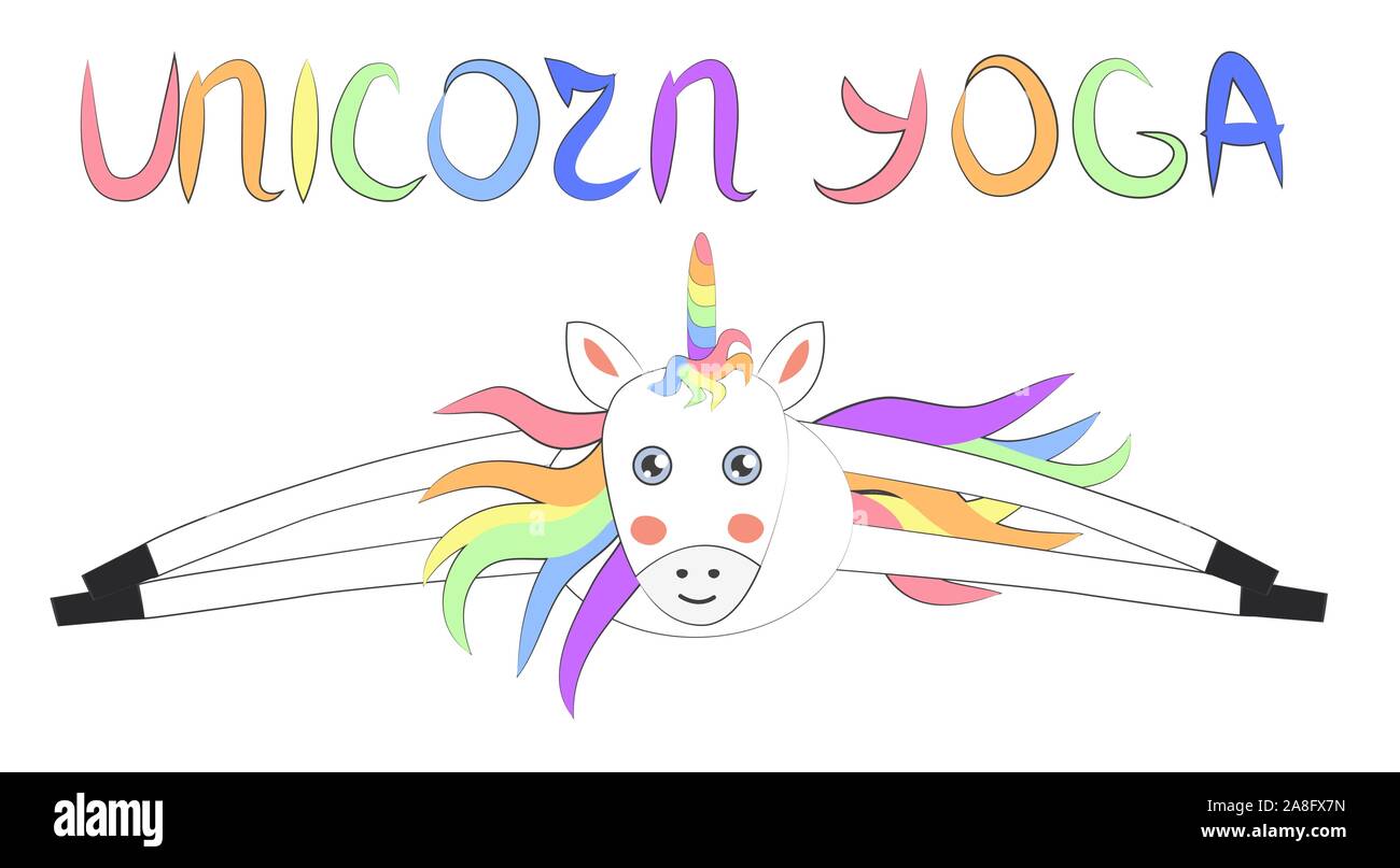 Unicorn yoga. Enlightenment, exercise, design, healthy lifestyle ...