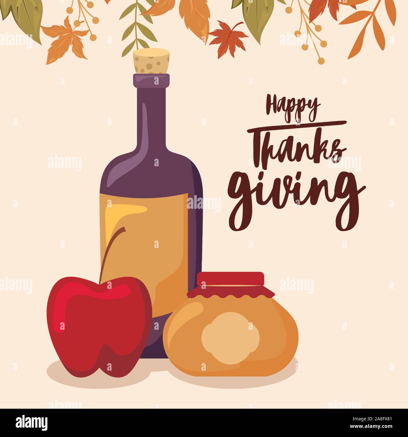 card with label happy thanksgiving vector illustration design Stock ...