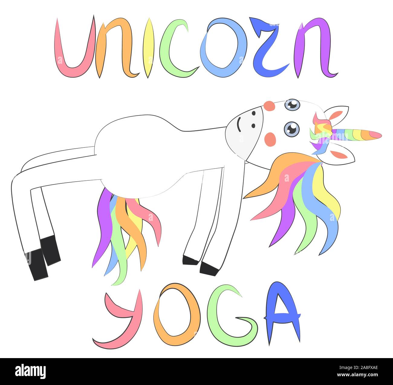 Unicorn yoga. Enlightenment, exercise, design, healthy lifestyle ...
