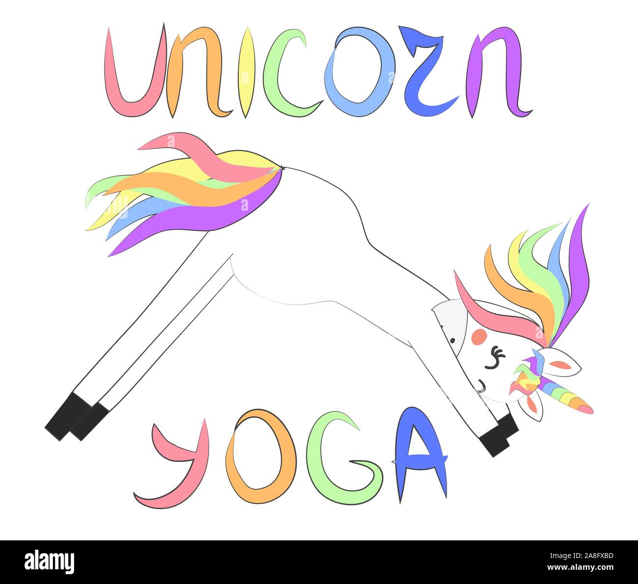 Unicorn yoga. Enlightenment, exercise, design, healthy lifestyle ...