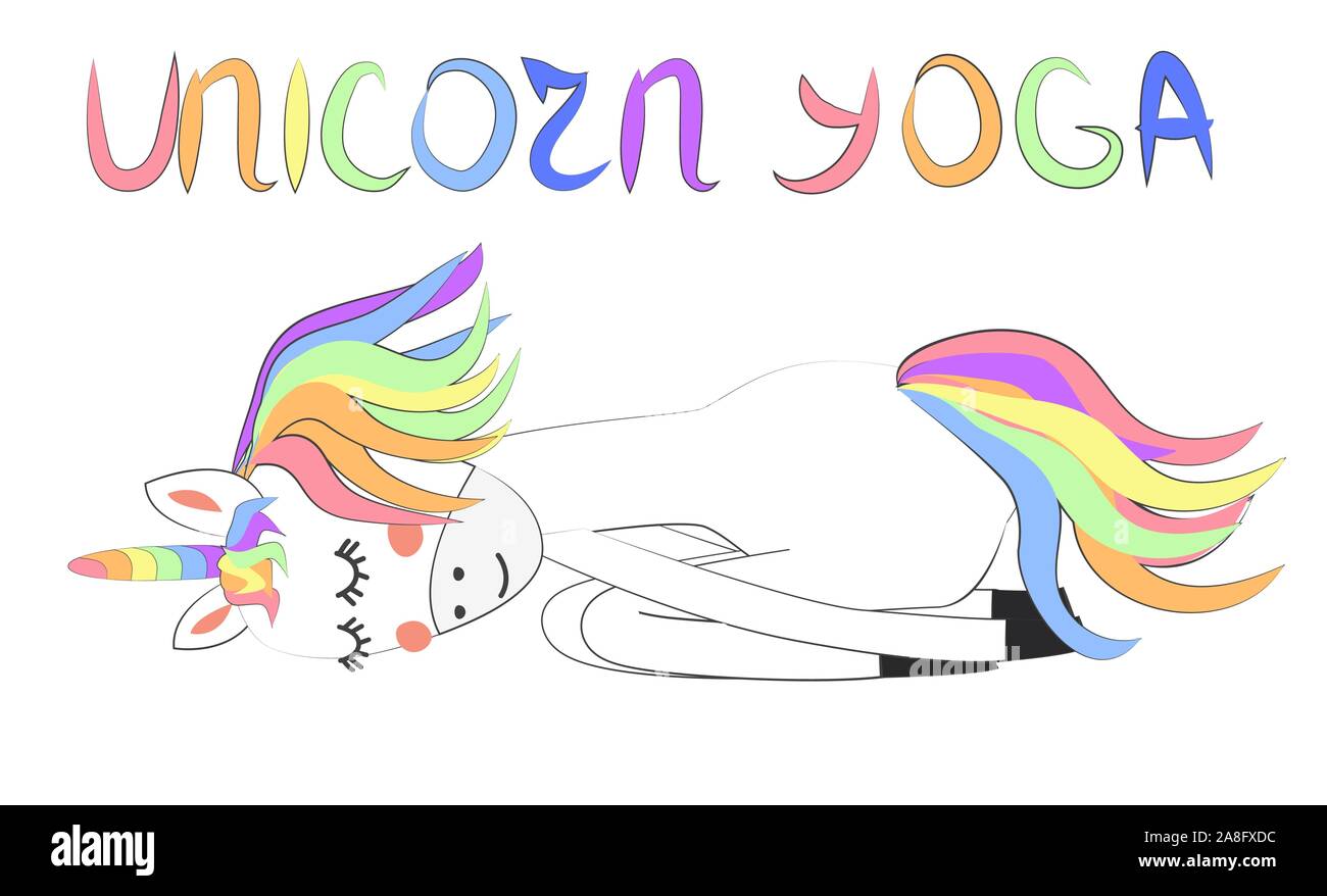 Unicorn yoga. Enlightenment, exercise, design, healthy lifestyle ...
