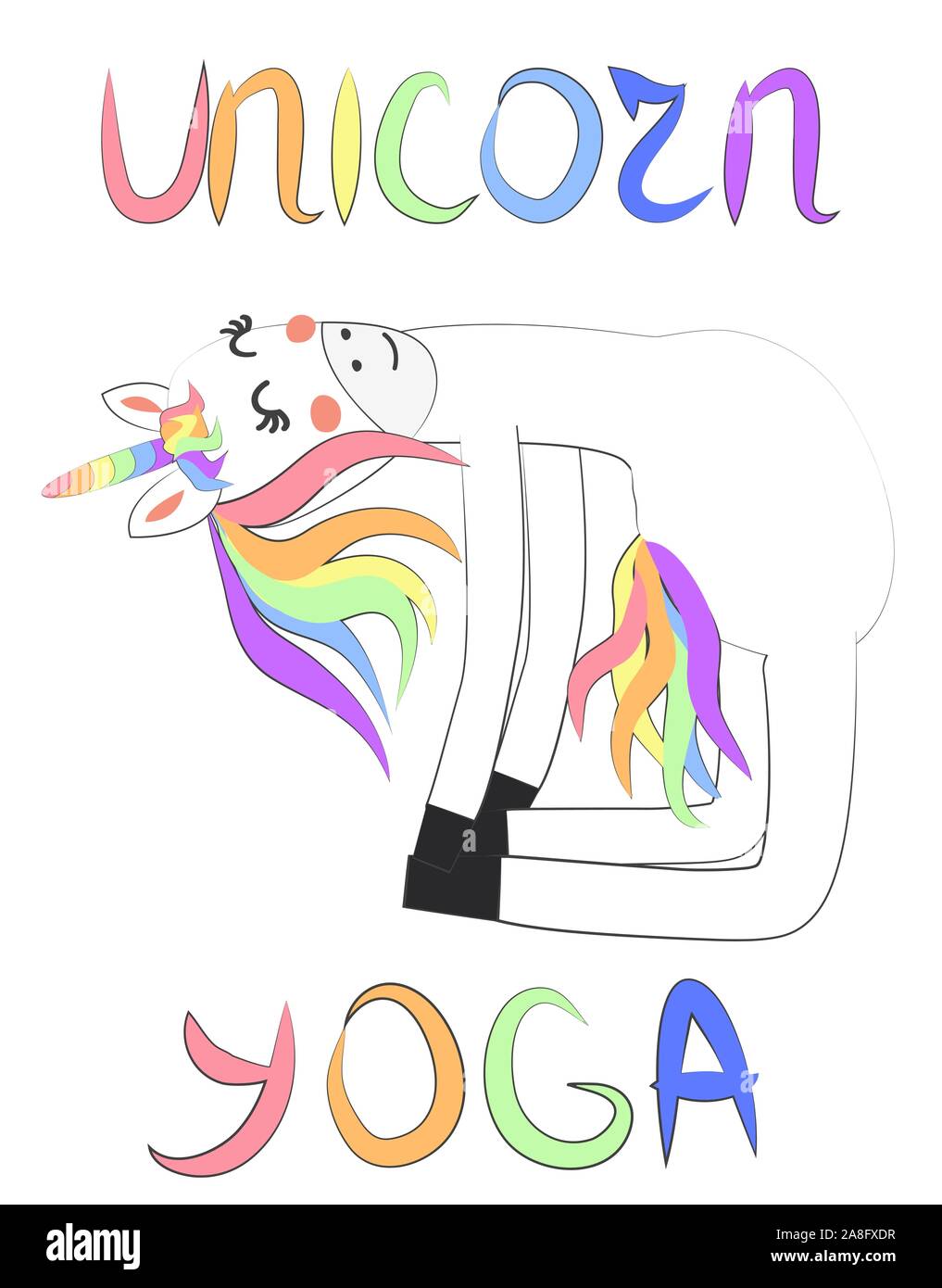 Unicorn yoga. Enlightenment, exercise, design, healthy lifestyle ...