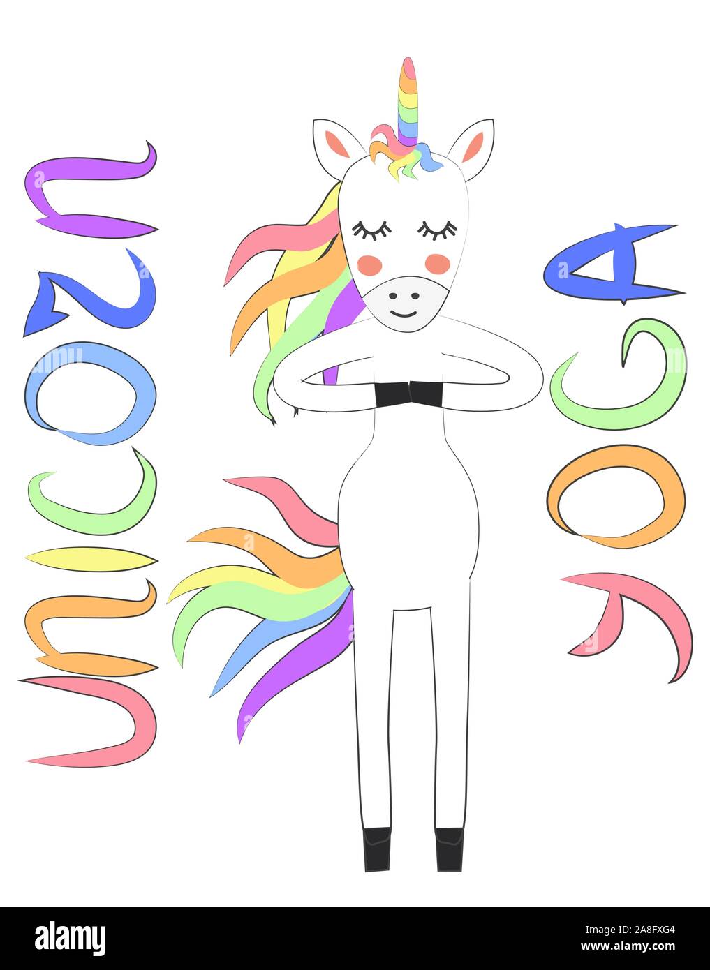 Unicorn yoga. Enlightenment, exercise, design, healthy lifestyle ...