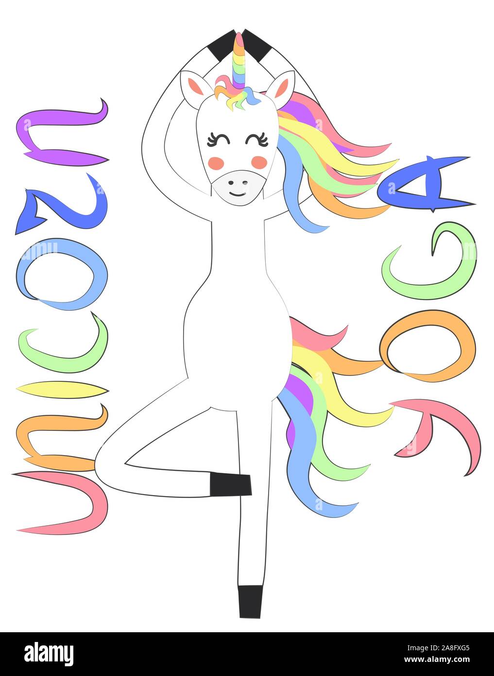 Unicorn yoga. Enlightenment, exercise, design, healthy lifestyle ...