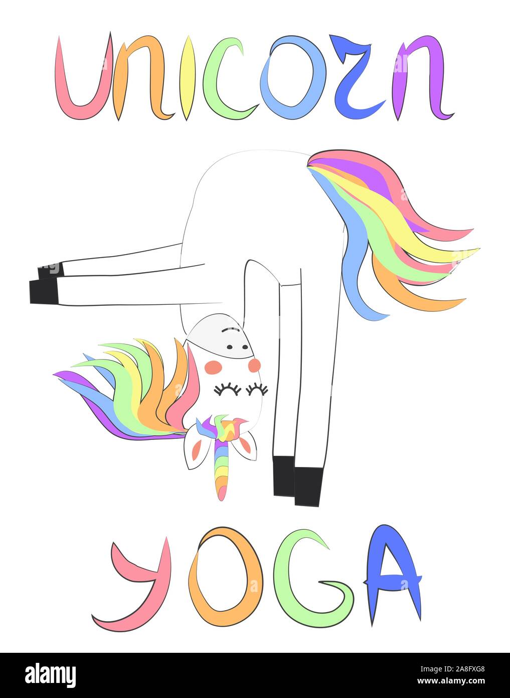 Unicorn yoga. Enlightenment, exercise, design, healthy lifestyle ...