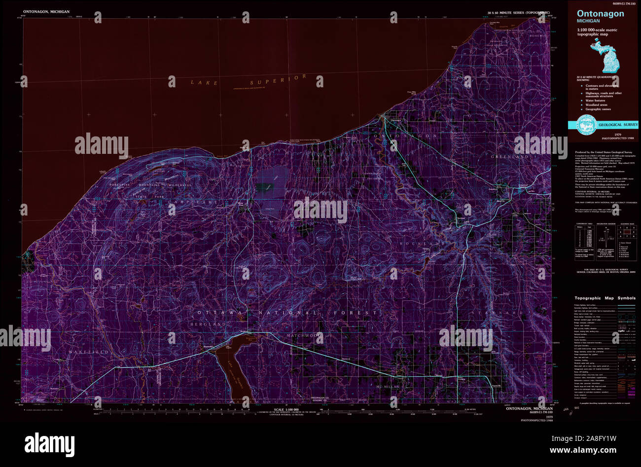 Ontonagon michigan map hi-res stock photography and images - Alamy