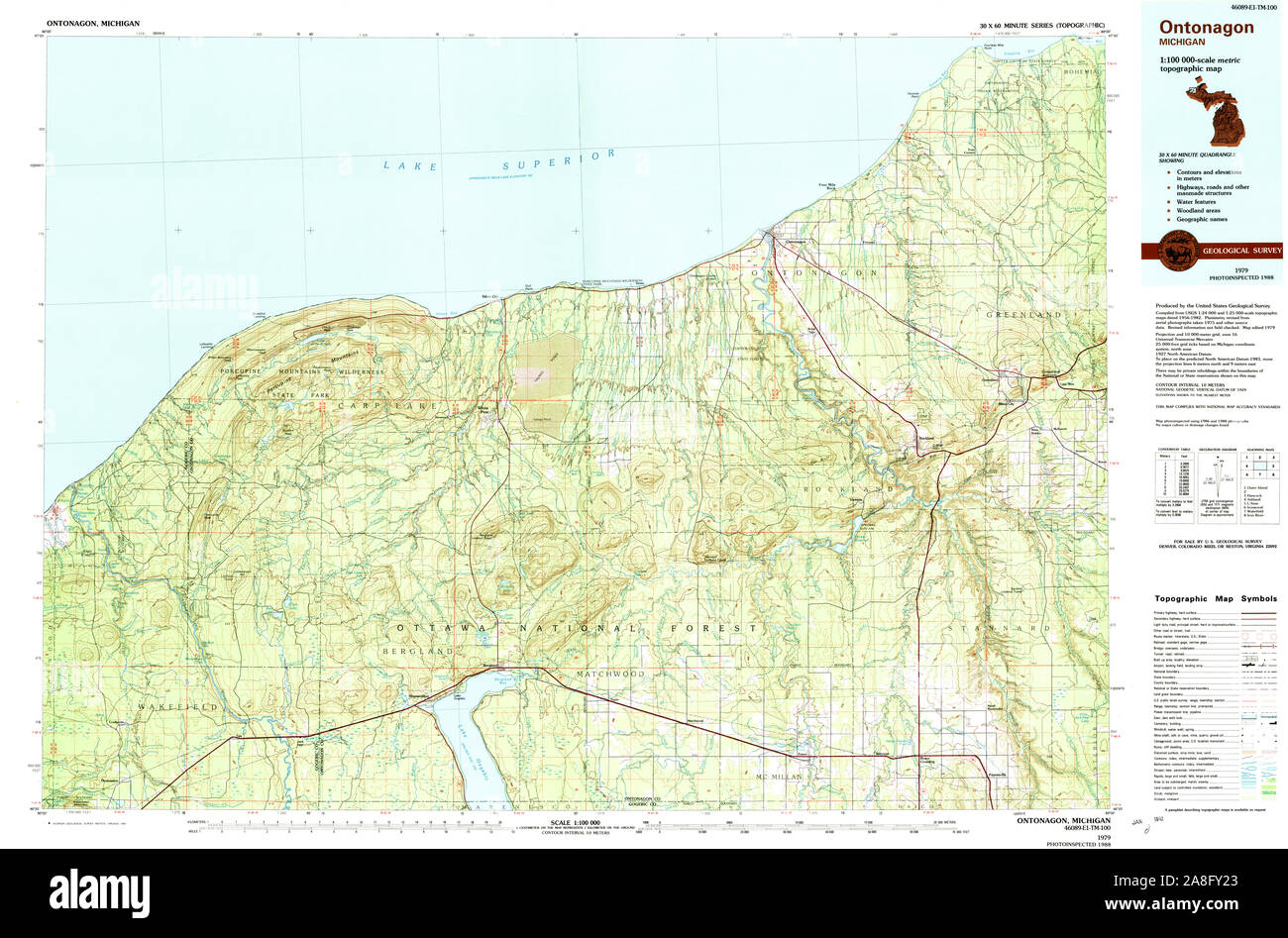 Map of ontonagon hi-res stock photography and images - Alamy