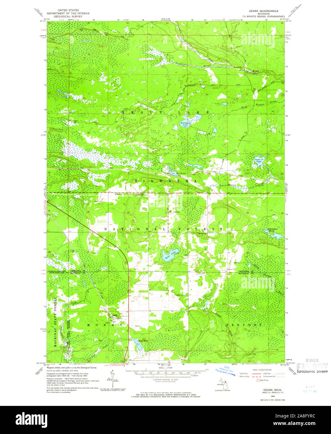 USGS TOPO Map Michigan MI Ozark 276895 1964 24000 Stock Photo - Alamy