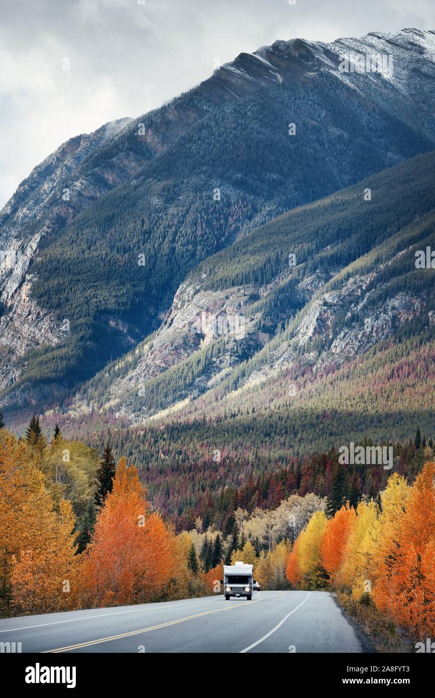 Car on road in Banff National Park in Canada Stock Photo - Alamy