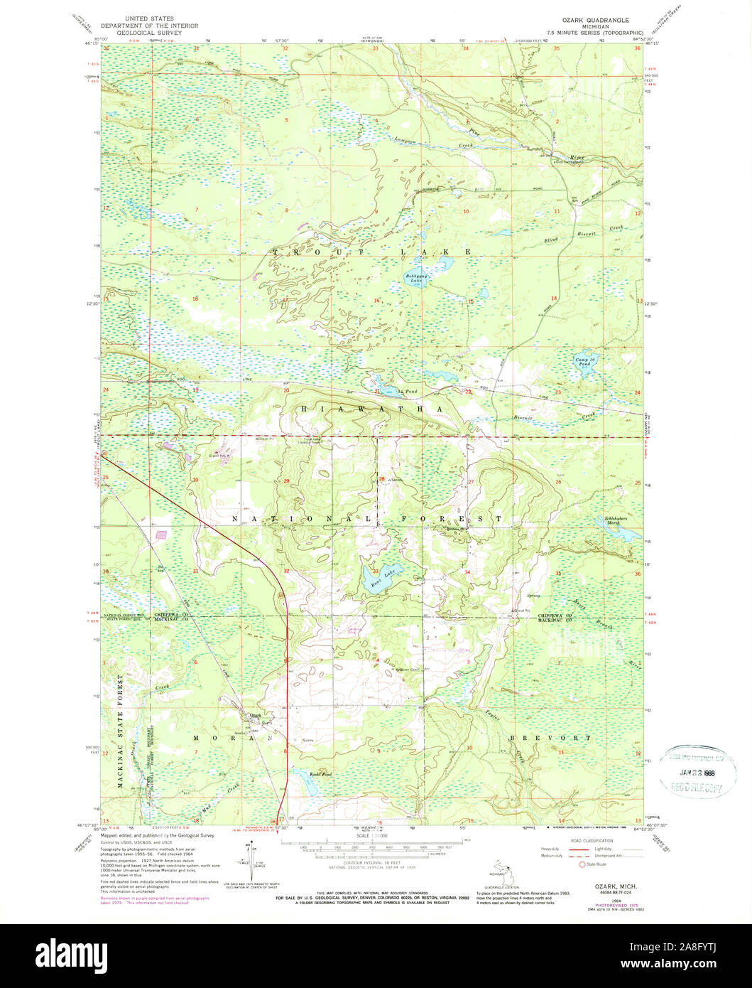 USGS TOPO Map Michigan MI Ozark 276896 1964 24000 Stock Photo - Alamy