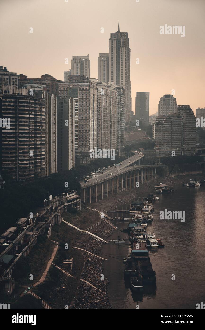Aerial view of urban buildings and city skyline in Chongqing Stock ...