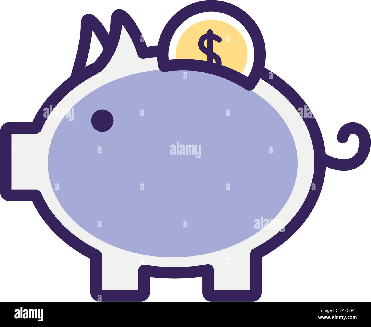 Isolated coin inside piggy icon fill vector design Stock Vector Image ...