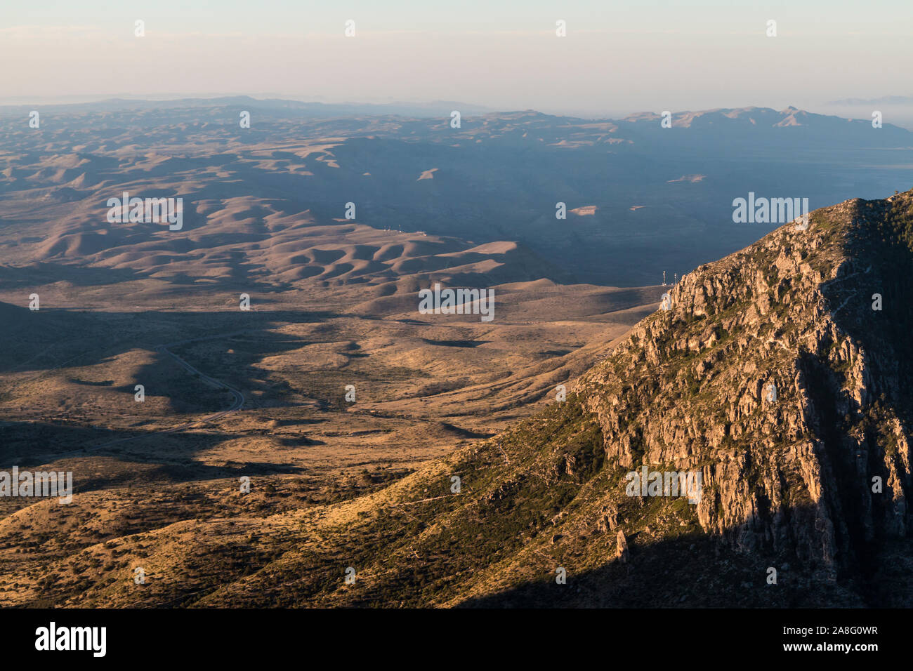 Landscape view of the sunset in Guadalupe Mountains National Park in ...