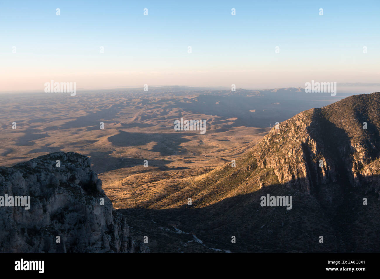 Landscape view of the sunset in Guadalupe Mountains National Park in ...