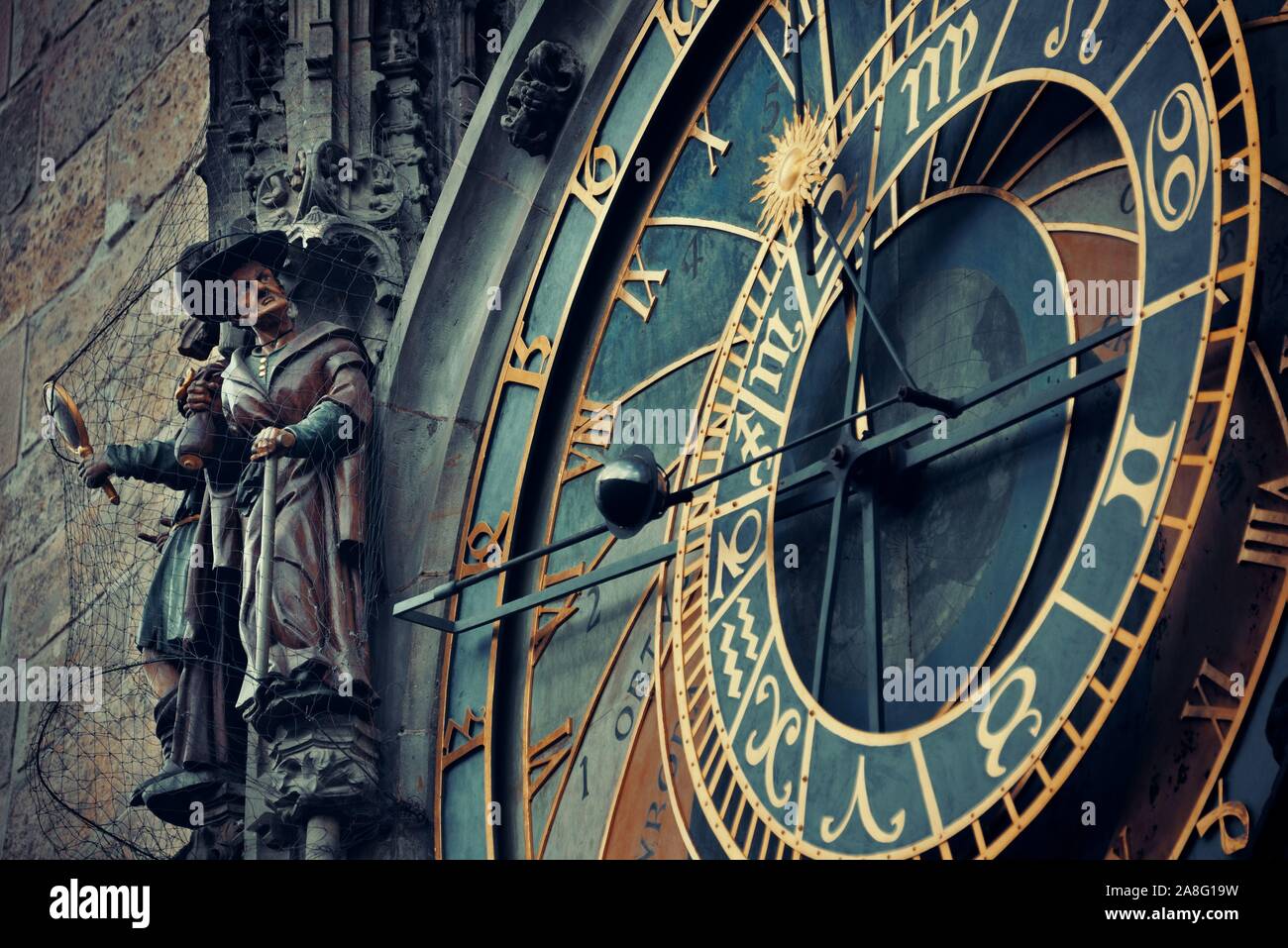 Astronomical clock closeup in Old Town Square in Prague Czech Republic ...