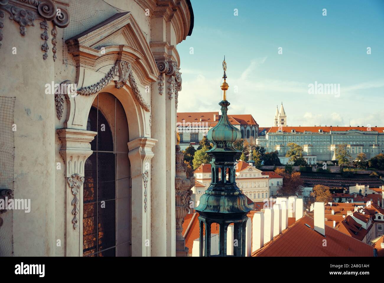 Prague skyline rooftop view with historical buildings in Czech Republic ...