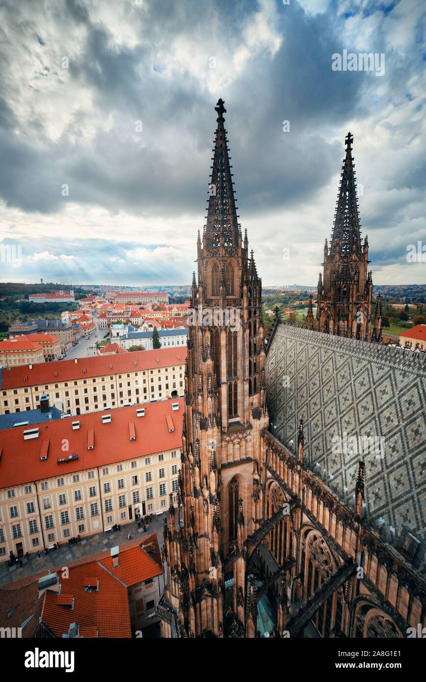 Prague Castle with Saint Vitus Cathedral in Czech Republic Stock Photo ...