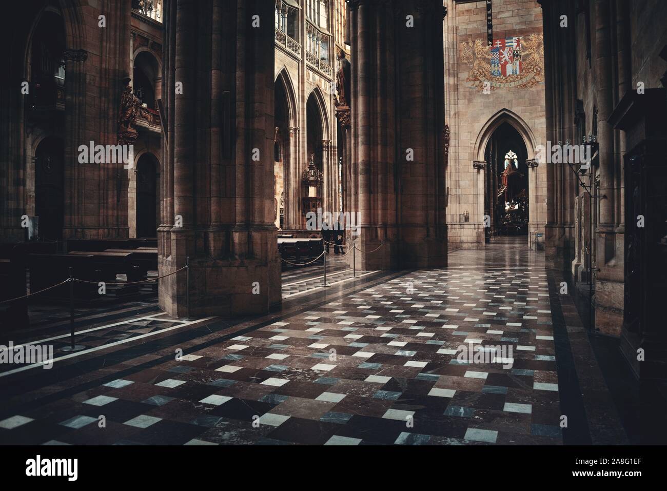 Interior view of St. Vitus Cathedral in Prague Castle Czech Republic ...