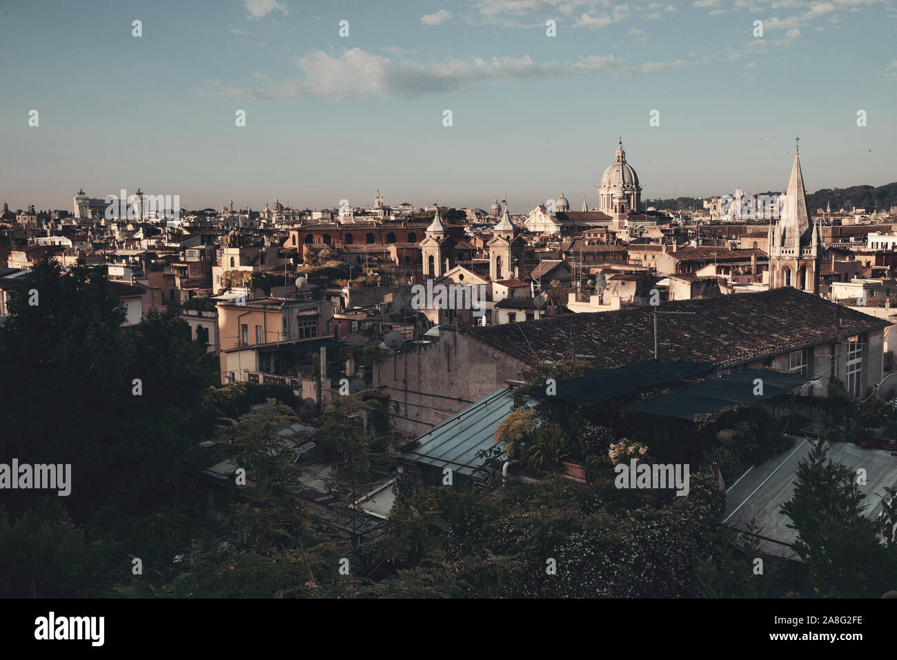 Rome rooftop view with ancient architecture in Italy Stock Photo - Alamy