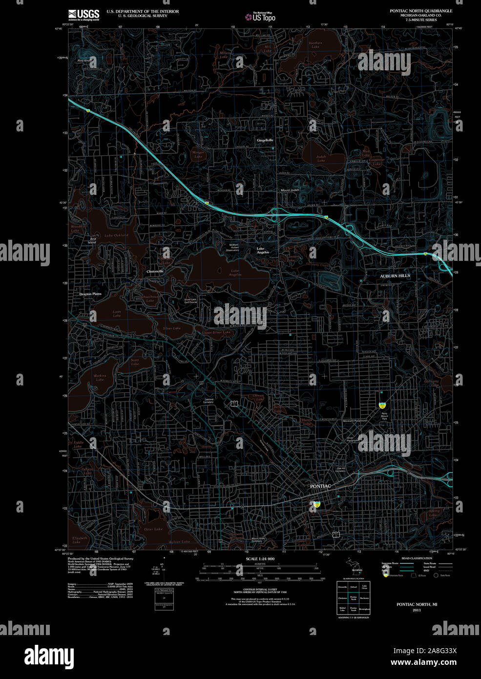 Map of pontiac michigan hi-res stock photography and images - Alamy