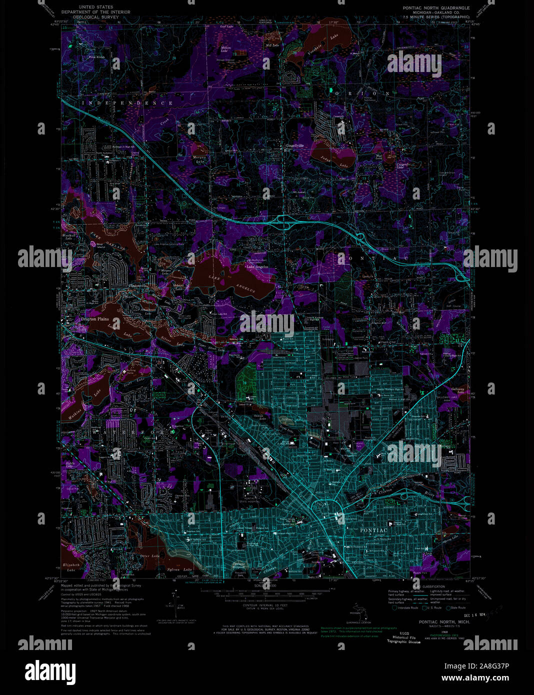 Map of pontiac michigan hi-res stock photography and images - Alamy