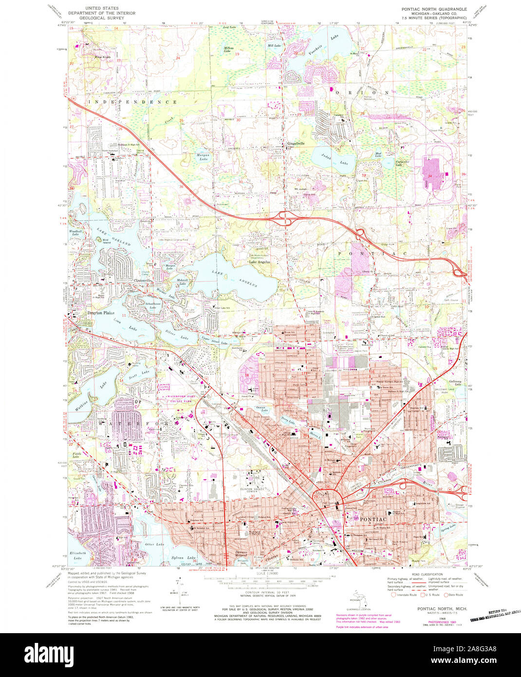 Map of pontiac michigan hi-res stock photography and images - Alamy